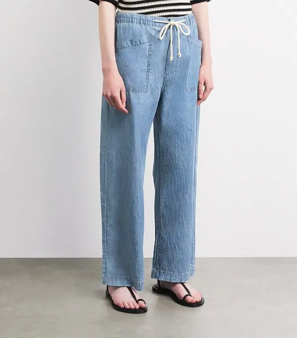 Paige Drawstring Evann Wide-leg Jeans - Blue