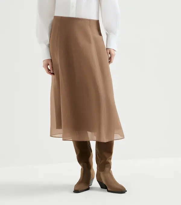 Brunello Cucinelli Silk Midi Skirt