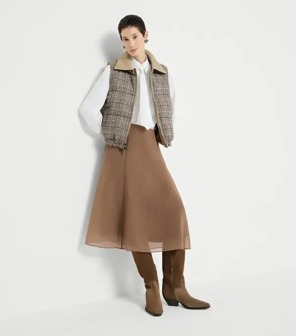 Brunello Cucinelli Silk Midi Skirt