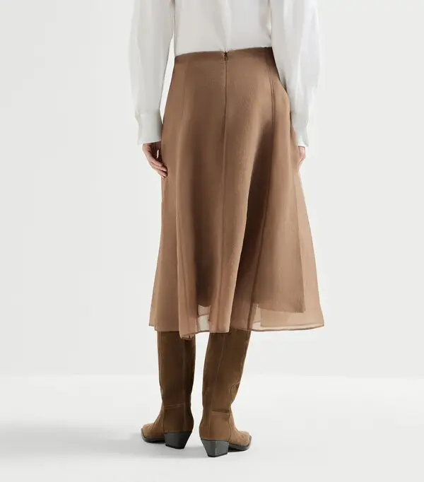 Brunello Cucinelli Silk Midi Skirt