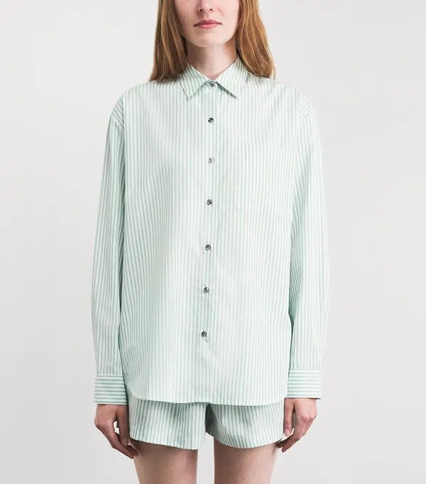LESET Cotton-blend Stripe Button-up Shirt