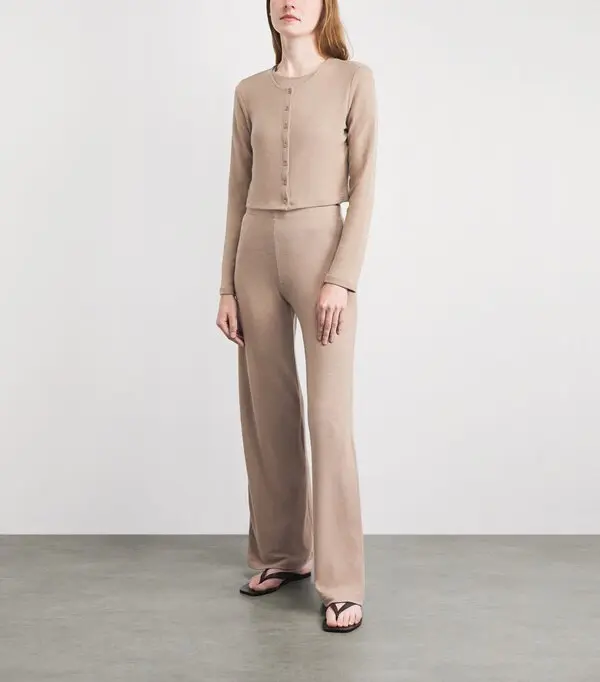LESET Lauren Cropped Cardigan - Brown