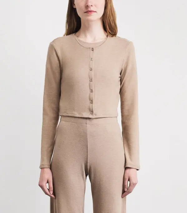 LESET Lauren Cropped Cardigan - Brown