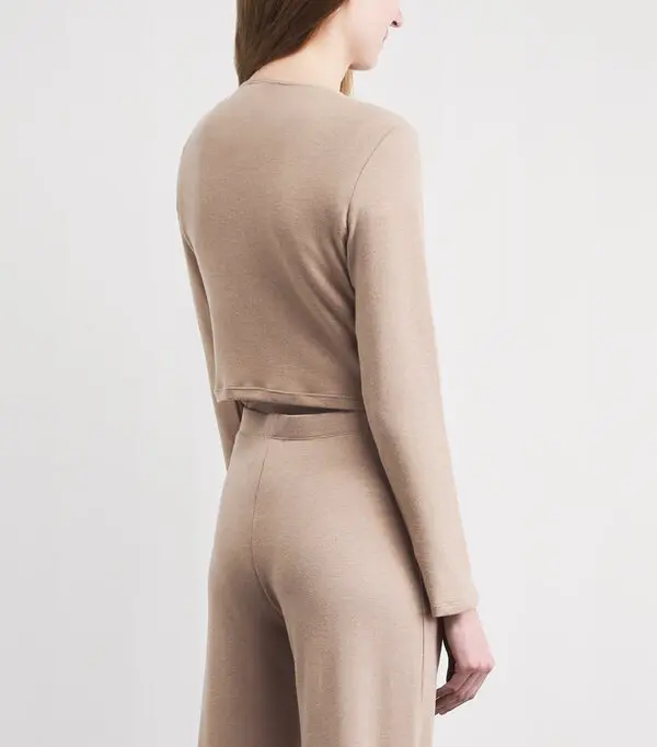 LESET Lauren Cropped Cardigan - Brown