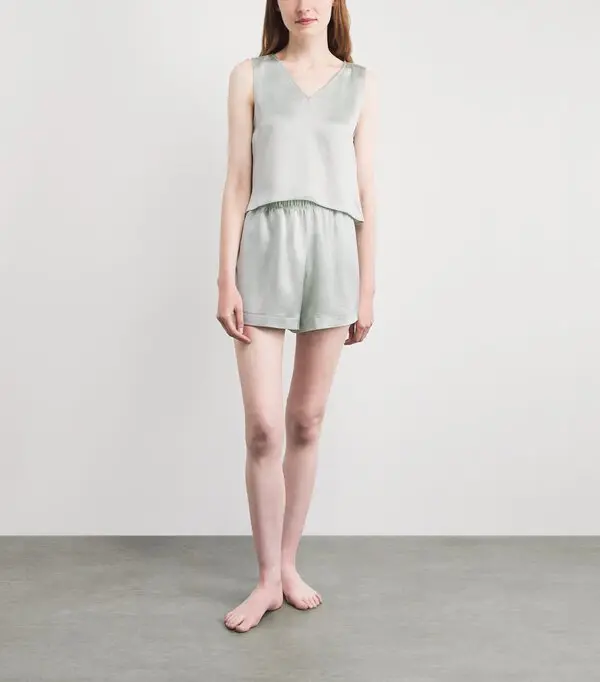 LESET Satin Barb Shorts - Green