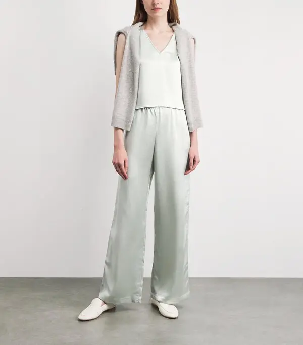LESET Satin Barb Bias Trousers - Green