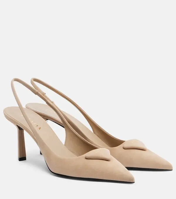 Prada Suede Slingback Pumps - Beige