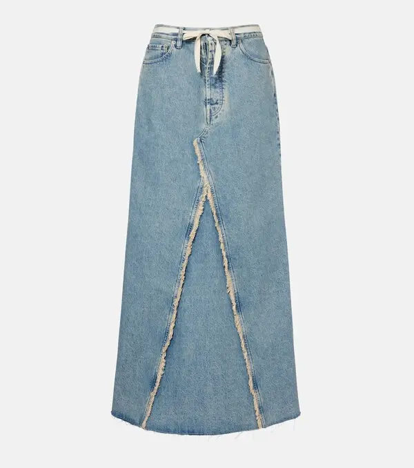 MAISON MARGIELA Frayed Denim Maxi Skirt - Blue