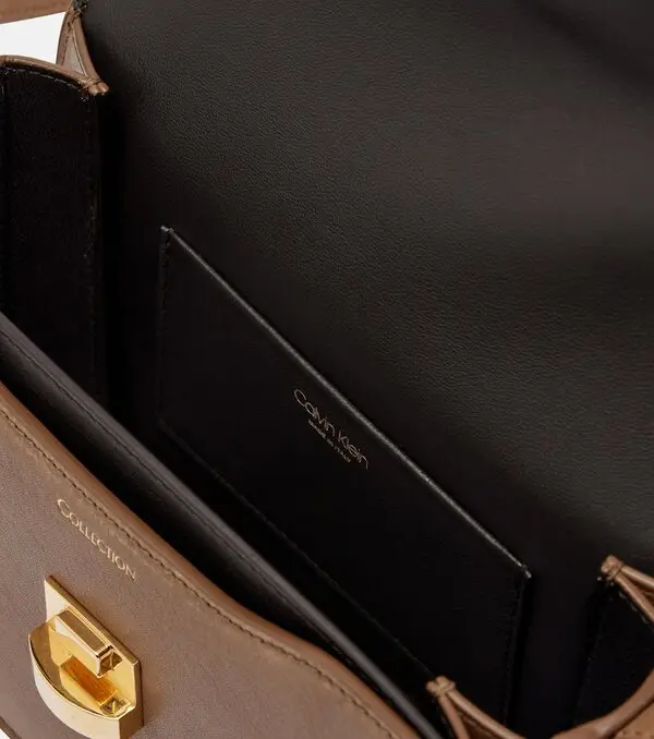 Calvin Klein Small Leather Shoulder Bag - Brown