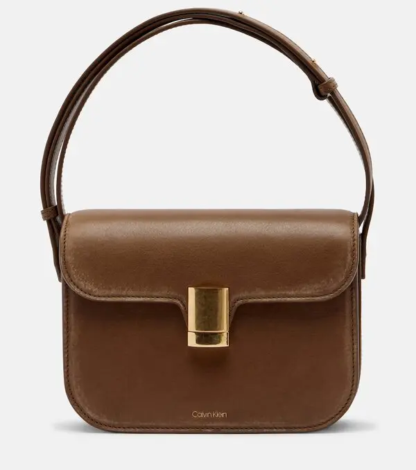 Calvin Klein Tilla Small Leather Shoulder Bag - Brown