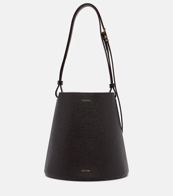 Calvin Klein Orbita Small Leather Bucket Bag - Brown