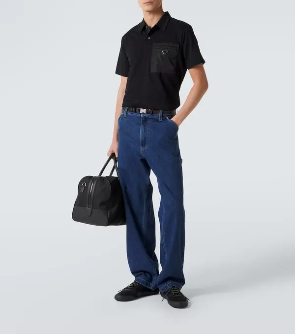 Prada Re-nylon-trimmed Cotton-blend Polo Shirt