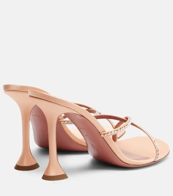 Amina Muaddi Sally Crystal-embellished Satin Mules - Beige
