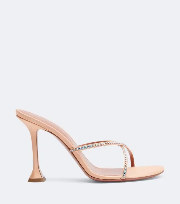 Amina Muaddi Sally Crystal-embellished Satin Mules