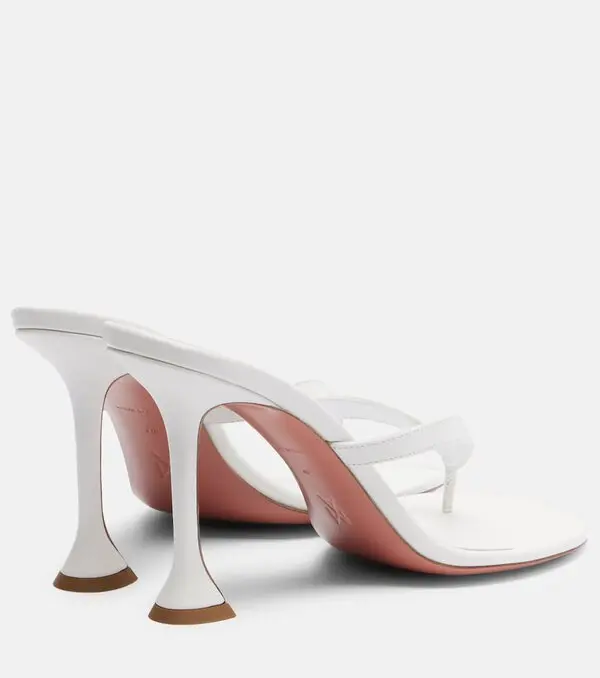 Amina Muaddi Juliette Leather Thong Sandals - White