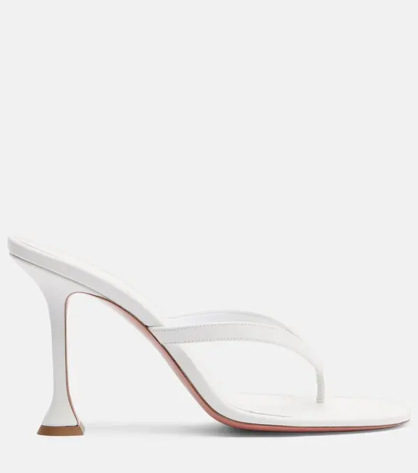 Amina Muaddi Juliette Leather Thong Sandals - White