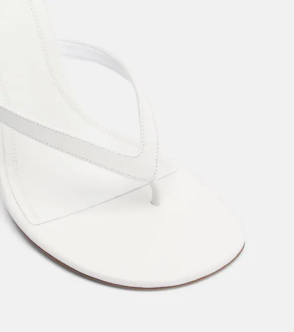 Amina Muaddi Juliette Leather Thong Sandals - White
