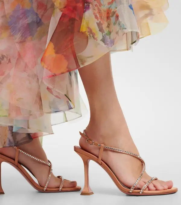 Amina Muaddi Sally Crystal-embellished Satin Sandals