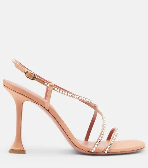 Amina Muaddi Sally Crystal-embellished Satin Sandals