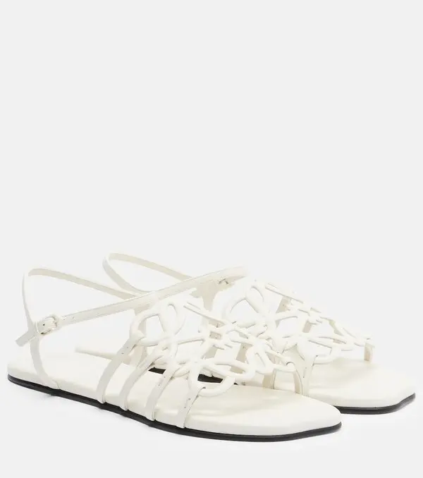 Loewe Petal Anagram Leather Sandals - White