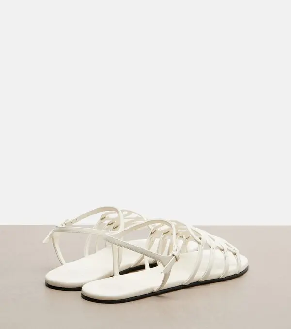 Loewe Petal Anagram Leather Sandals - White