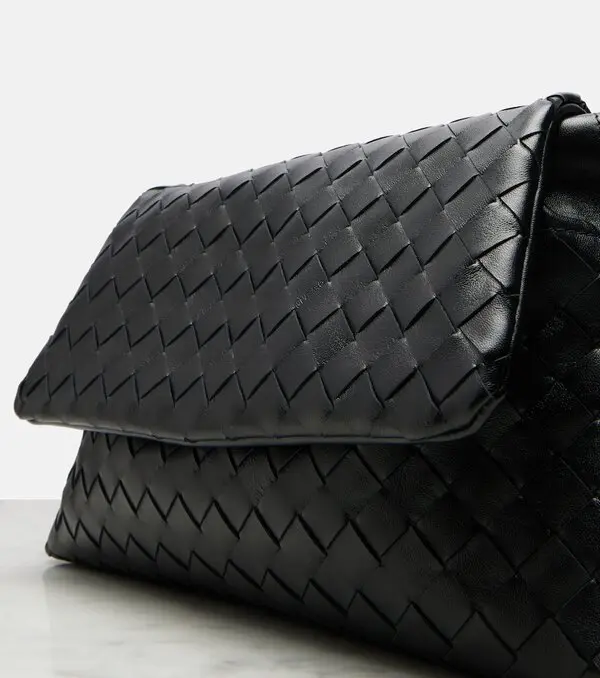 Bottega Veneta Giorno Small Intrecciato Leather Shoulder Bag - Black