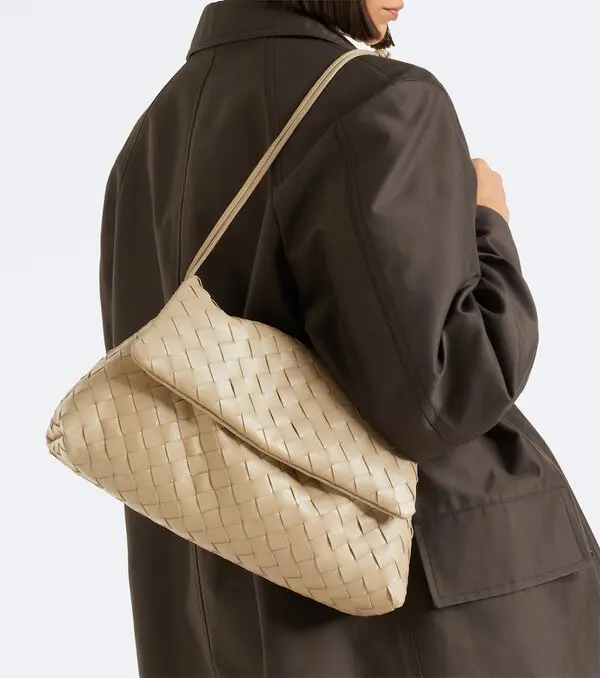 Bottega Veneta Small Woven Leather Shoulder Bag - Beige