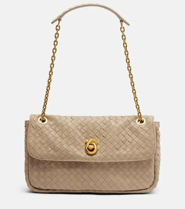 Bottega Veneta Madison Intrecciato Leather Shoulder Bag - Beige