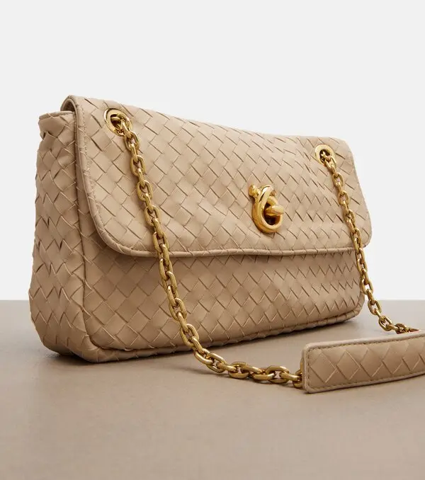 Bottega Veneta Madison Intrecciato Leather Shoulder Bag - Beige