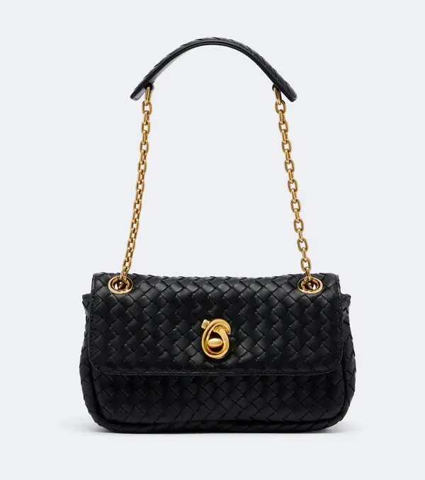 Bottega Veneta Madison Intrecciato Leather Shoulder Bag - Black