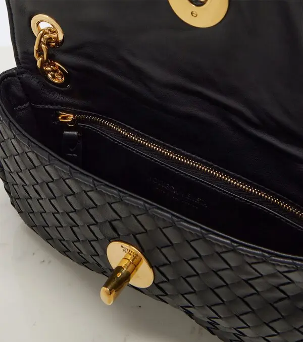 Bottega Veneta Madison Intrecciato Leather Shoulder Bag - Black