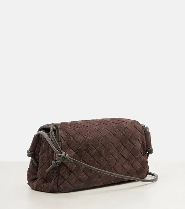 Bottega Veneta Notturno Intrecciato Suede Crossbody Bag - Brown