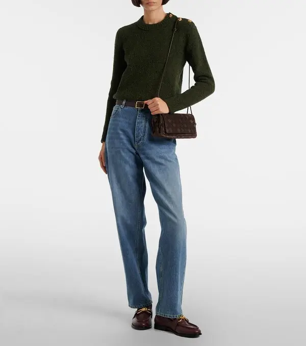 Bottega Veneta Notturno Intrecciato Suede Crossbody Bag - Brown