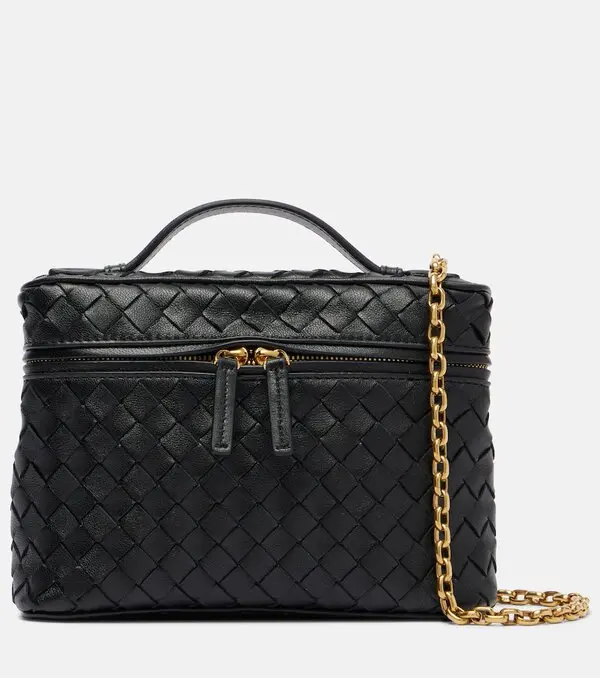 Bottega Veneta Intrecciato Leather Crossbody Bag - Black