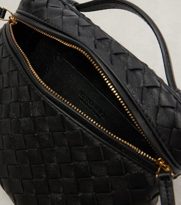 Bottega Veneta Intrecciato Leather Crossbody Bag - Black