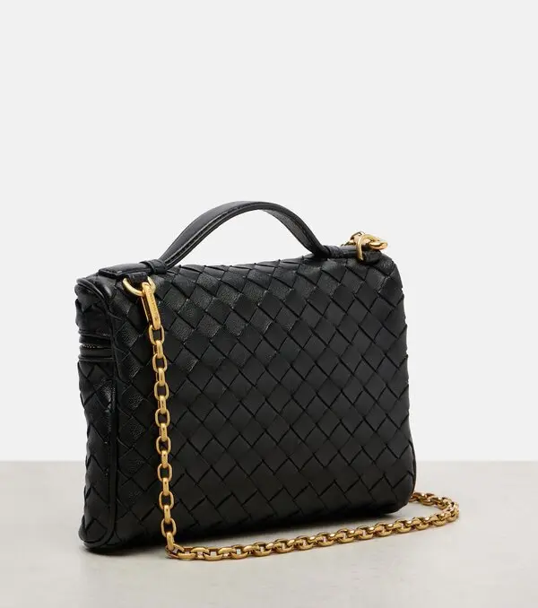 Bottega Veneta Intrecciato Leather Crossbody Bag - Black