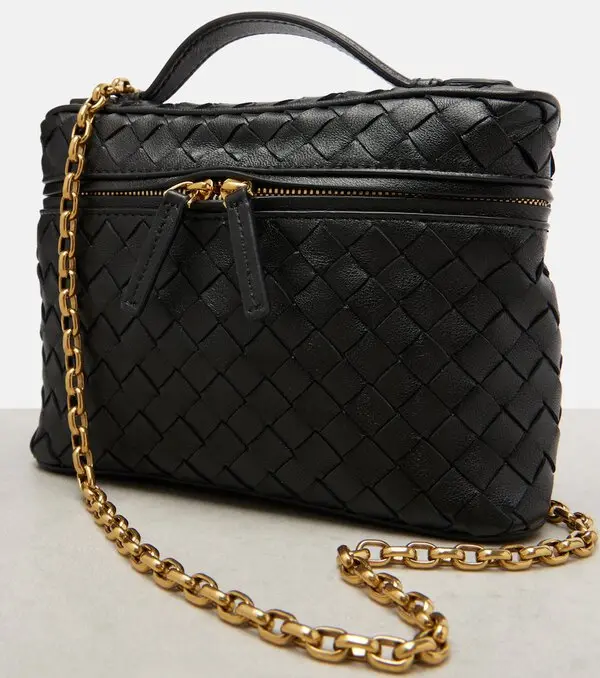 Bottega Veneta Intrecciato Leather Crossbody Bag - Black