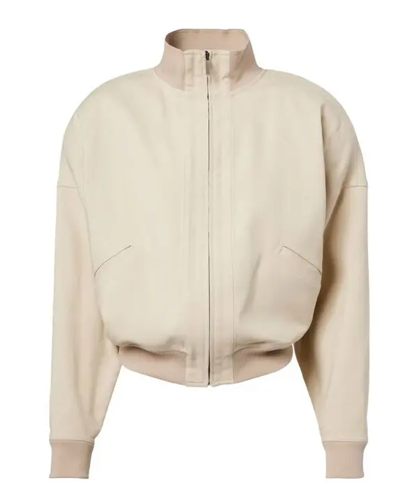 Gucci Cotton Poplin Zip Up Bomber Jacket - Beige