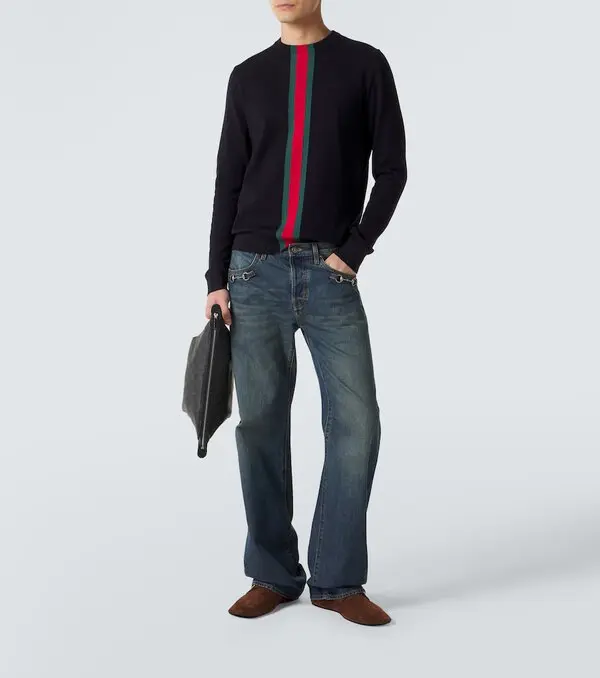 Gucci Web Stripe Cotton Sweater
