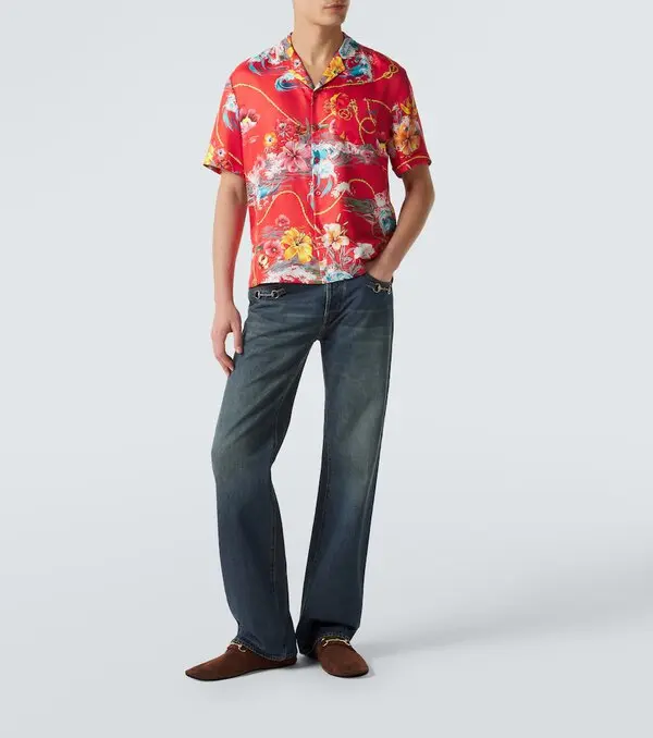 Gucci Floral Silk Twill Bowling Shirt - Red