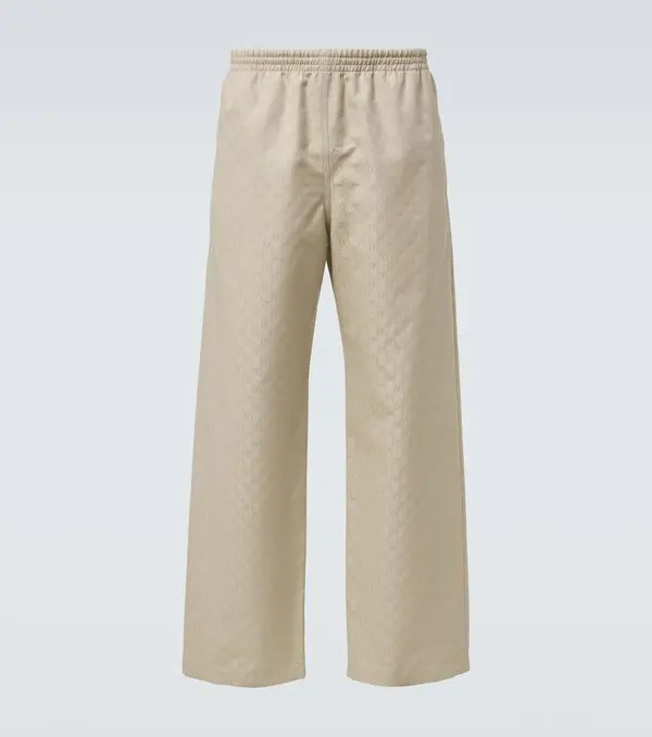 Gucci Gg Cotton Canvas Straight Leg Pants - Beige