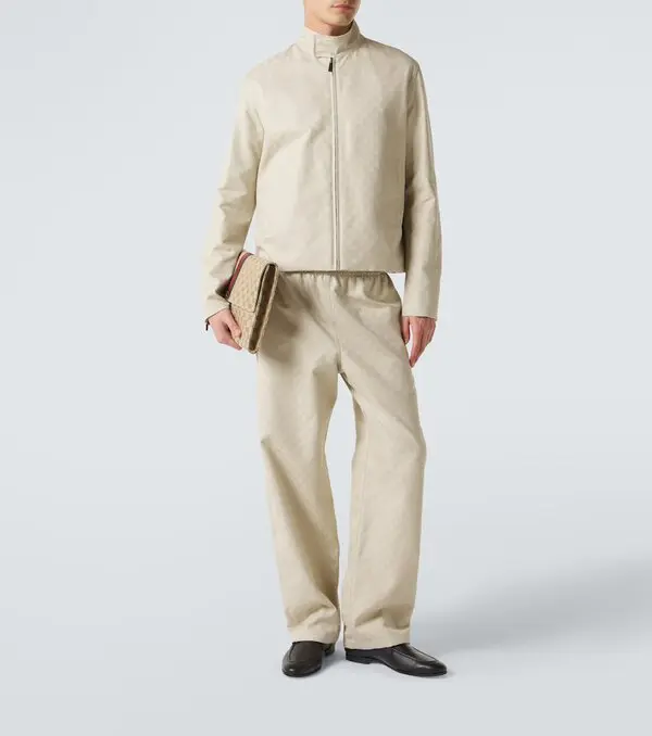 Gucci Gg Cotton Canvas Straight Leg Pants