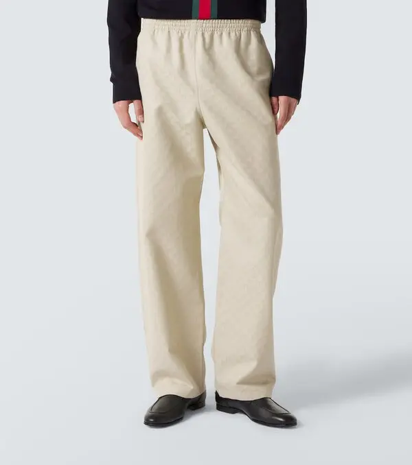 Gucci Gg Cotton Canvas Straight Leg Pants