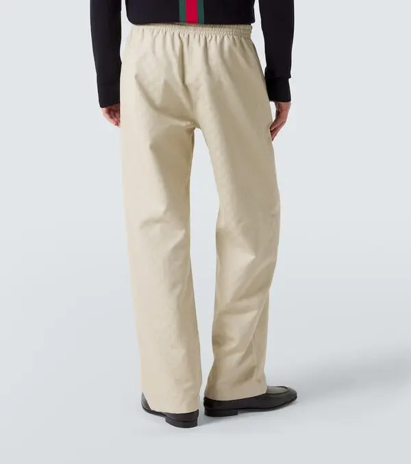 Gucci Gg Cotton Canvas Straight Leg Pants