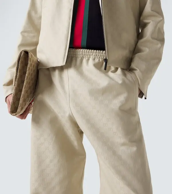Gucci Gg Cotton Canvas Straight Leg Pants