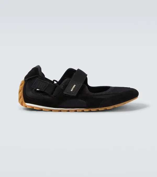 Bottega Veneta Orbit Flash Suede-trimmed Sneakers - Black