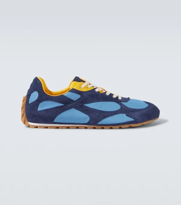 Bottega Veneta Orbit Flash Suede-trimmed Sneakers - Blue