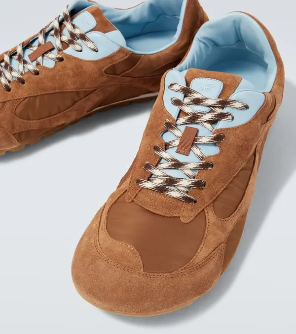 Bottega Veneta Orbit Flash Suede-trimmed Sneakers - Brown