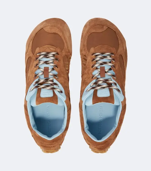 Bottega Veneta Orbit Flash Suede-trimmed Sneakers - Brown