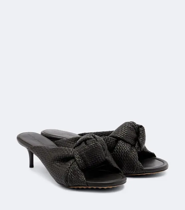 Bottega Veneta Intreccio Leather Mules - Black